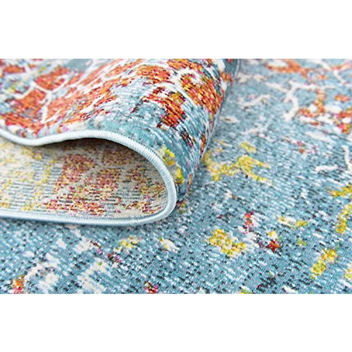 Unique Loom Baracoa Collection Area Rug-Alamar, 5' 5" x 8' Rectangle, Blue/Olive