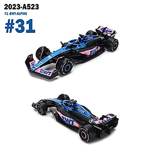 HTLNUZD Bburago 2023 1/43 F1 Team A523#31 E.Ocon Alloy Racing Car Model for BWT-Alpine Die Cast Adult Collection Cars Gift (A523#31 Hardbound version)