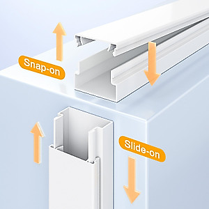 Cord Cover Raceway Kit, 157in Cable Cover Channel, Paintable Cord Concealer System , Cord Wires Hider, Hiding Wall Mount TV Powers Cords in Home Office, 10X L15.7in X W0.95in X H0.55in, White