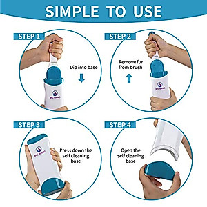 Pet Hair Remover Brush - Dog Hair Remover for Clothes - lint Brush pet Hair Remover - Reusable Fur Remover for Furniture and Clothing - Light pet Dander Remover with self Cleaning Base