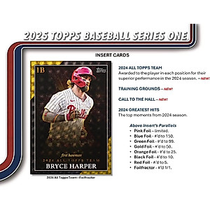Topps 2025 Series 1 Baseball Trading Card Hanger Box (59 Cards)