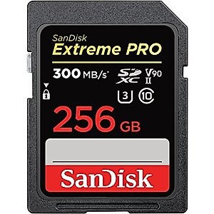 SanDisk 256GB Extreme PRO SDXC UHS-II Memory Card - C10, U3, V90, 8K, 4K, Full HD Video, SD Card - SDSDXDK-256G-GN4IN