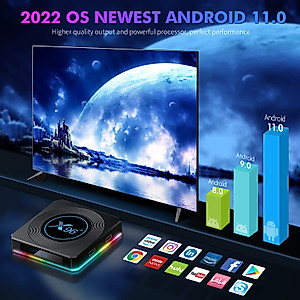 Android TV Box 11.0, X96 X4 Android 11 TV Box 4GB RAM 64GB ROM Amlogic S905X4 Quad-Core 64bits with Wireless Keyboard, 1000M LAN Dual-WiFi 2.4G/5G Android Box with 8K/6K/AV1/3D/USB 3.0/BT 4.2