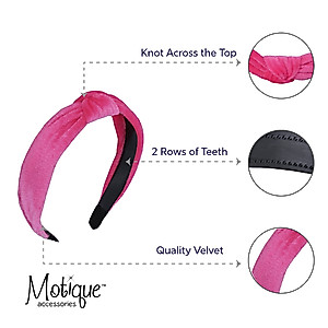 Velvet Knotted Headbands for Women (Neon Pink)
