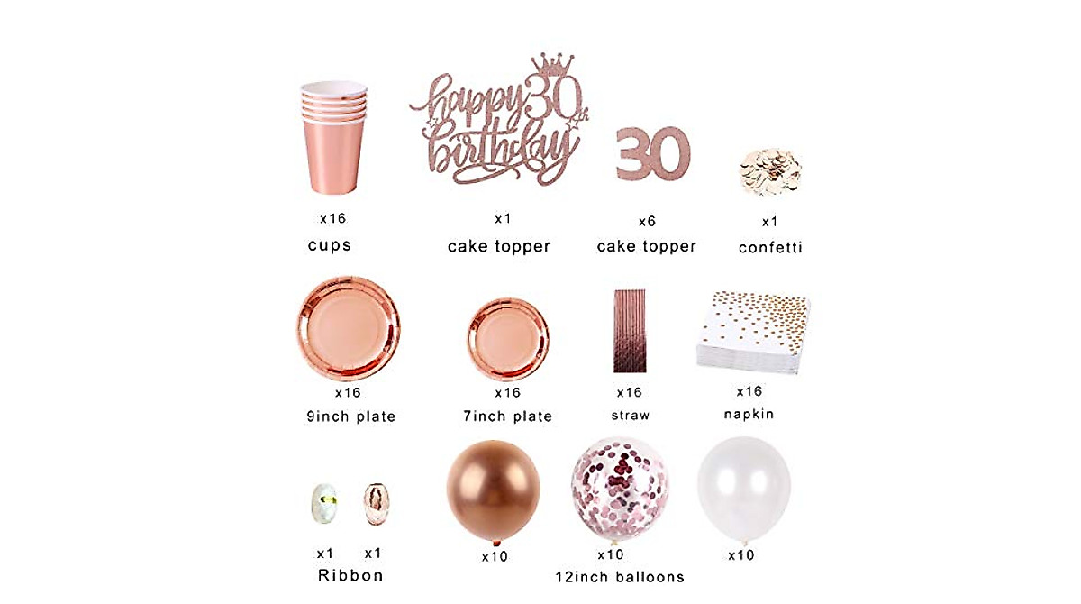 Elegant 30th Birthday Decorations in Rose Gold
