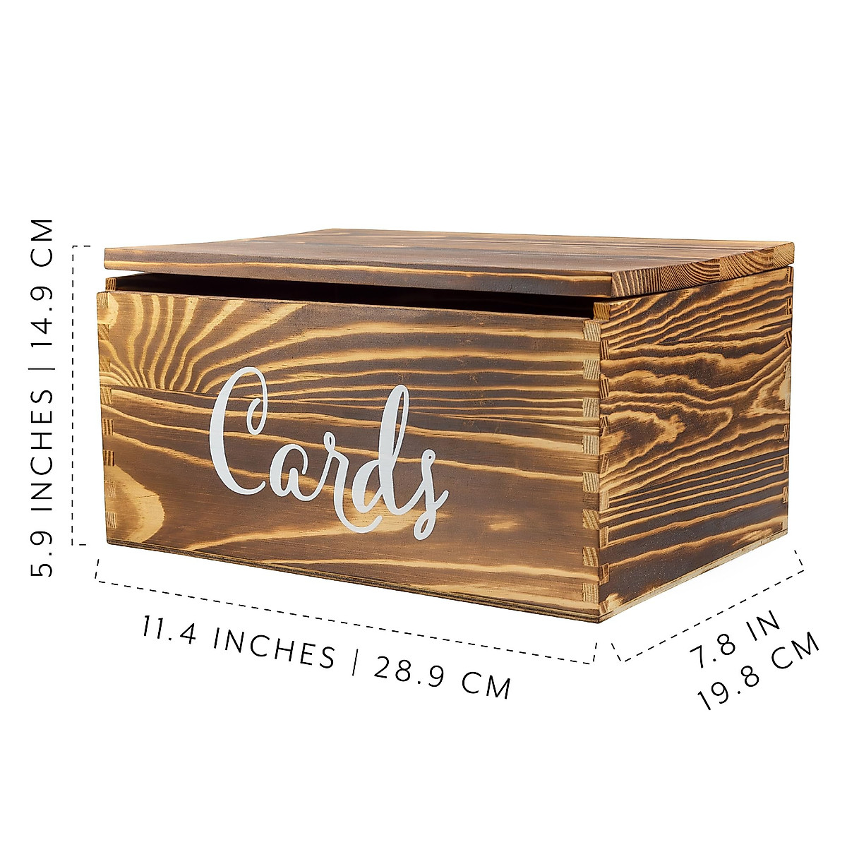 Darware Wooden Wedding Card Box for Receptions (Brown), Rustic Farmhouse Decorative Card Receiving Box for Birthdays, Showers, Graduations and More