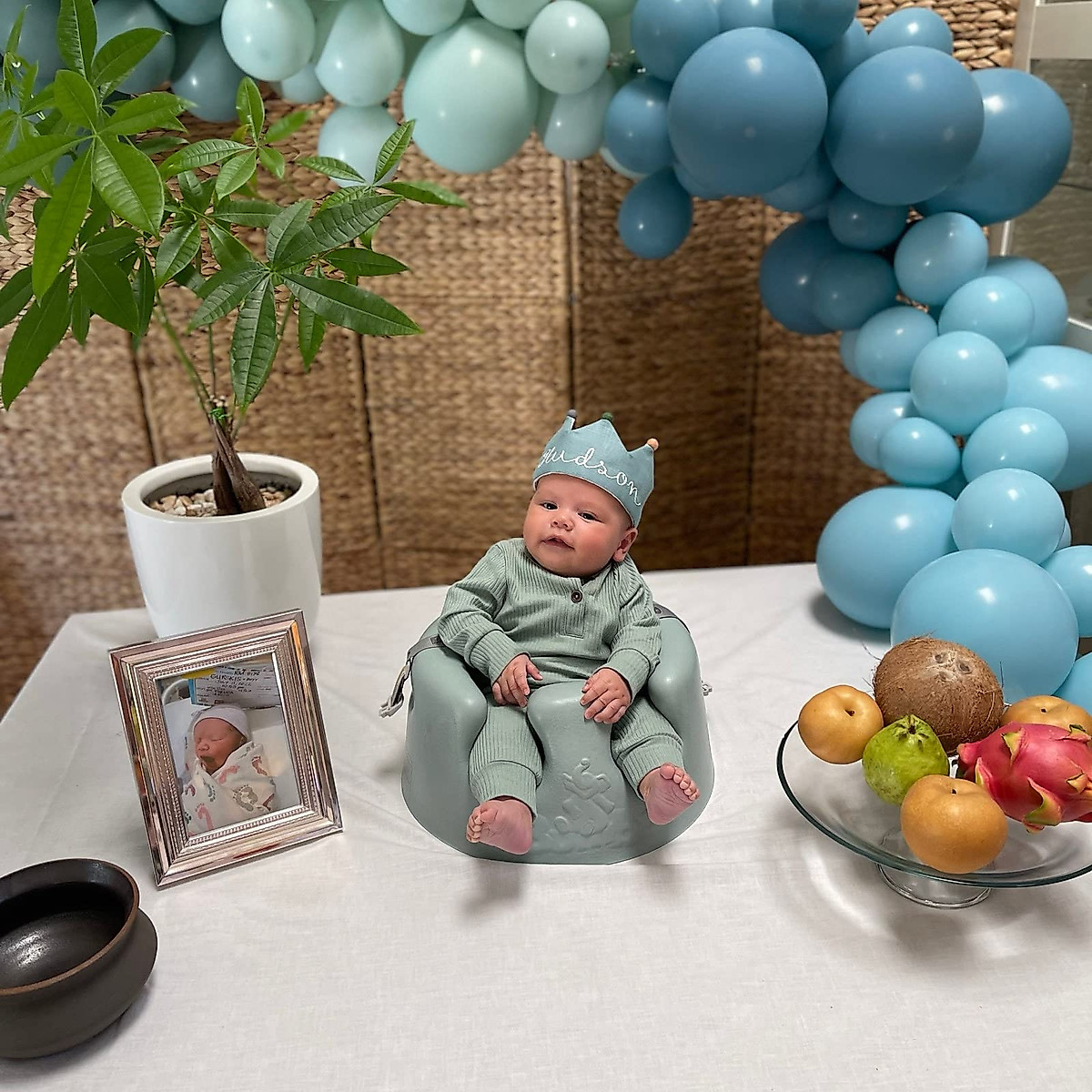 DEAPEICK Slate Blue Balloon Arch Kit,Baby Blue Light Green Balloons for Baby Shower Boy Birthday Party Backdrop Decoration,Pastel Seaside Balloon Garland Arch