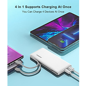 Alongza Portable Phone Charger 2 Pack Lightweight Power Bank with Built-in Cable External Phone Charger Small 6000mAh and 10000mAh for Cell Phones