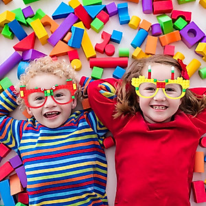 Waenerec 15 Pcs DIY Building Bricks Glasses Building Blocks Games for Kids Toddlers Building Block Birthday Party Supplies Carnival Themed Decorations Party Favor