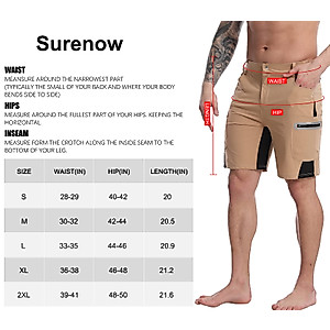 Surenow Men's Hiking Cargo Shorts Lightweight Quick-Dry Shorts Summer Outdoor Fishing Shorts Camping Travel Shorts for Men Khaki