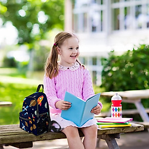 ZXIVGOQFR Schoolbag for Boys Girls Cute Kid's Toddler Backpack Space Stars Planets With Rockets Children Bag