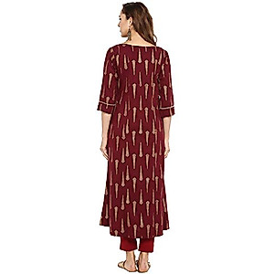 Janasya Indian Women's Tunic Tops Cotton Kurti for Women(JNE3030-KR-XXXL) Red