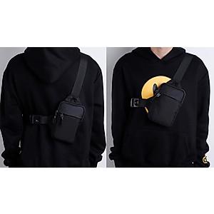 simptech Mini Crossbody Sling Bag Chest Bag Dual Pocket Water Resistant Fanny Pack Running Phone Holder for Men Women Workout Travelling