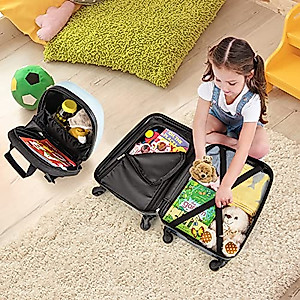 HONEY JOY Kids Luggage, 12" Toddler Backpack & 16" Travel Suitcase with Wheels, Lightweight Toddler Girls Suitcase, Durable ABS Hardshell, 2Pcs Carry On Luggage Set for Boys Girls(Car)
