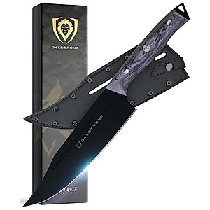 DALSTRONG Delta Wolf Series Chef Knife 8" Bundled with Delta Wolf Series Paring Knife 4" with PU Leather Sheath - Black Titanium Nitride Coating - G10 Camo Handle