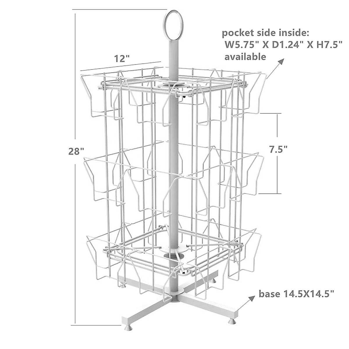 FixtureDisplays® 24 Pocket 5X7 Greeting Card Rack Post Card Birthday Christmas Holiday Display Rack Stand Countertop Tabletop Spinner Rack 15128-WHITE
