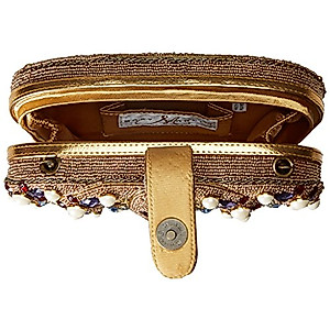 Mary Frances Queendom Beaded Jeweled Royal Crown Shoulder Handbag Purse, Gold