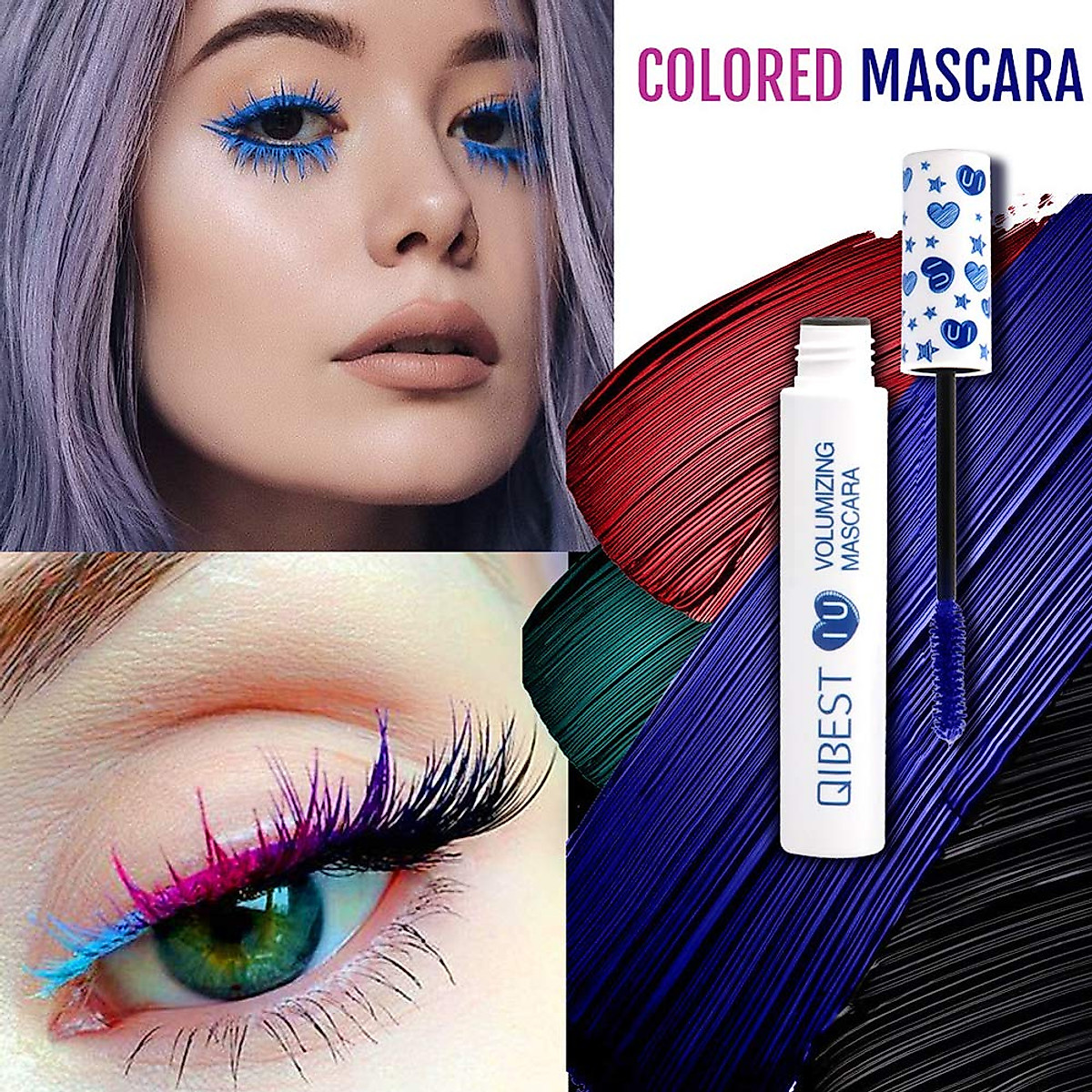 7 Colors Colorful Mascara Rainbow Colorful Waterproof Mascara 3D Fiber Lash Mascara Volume Eye lash