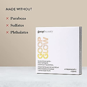 goop 15% Glycolic Acid Overnight Peel | Retexturizes, & Brightens Skin | Inspired by Professional Chemical Peels | 4 pack | Paraben and Silicone Free
