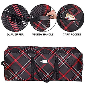 ProPik Christmas Tree Storage Bag, Fits Up to 9 Ft. Tall Disassembled Tree, 25" Height X 20" Wide X 65" Long, Heavy Duty Plaid Storage Container, Constructed of Durable 600D Oxford Material(Tree storage bag)
