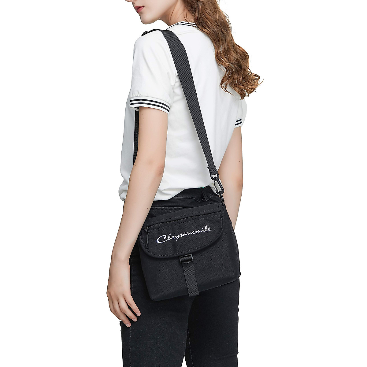 Small Crossbody Bags Women Canvas Crossbody Purses Messenger Bag For Teens Mini Bag - Black