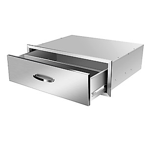 RAILEN Outdoor Kitchen Single Drawers 30" W x 10" H x 23" D Built-in BBQ Drawer Stainless Steel Access Drawers for Outdoor Kitchen Island or Grill Station