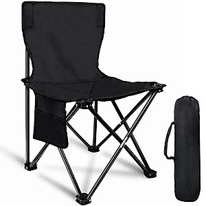 ReeMoo Camping Chair, Portable Folding Chair with Side Pocket and Storage Bag, Easy Folding and Storage, Folding Chair Suitable for Fishing, Travel, Beach, Picnic, Lawn Outdoor
