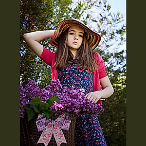 Kuscul 32 Yards Floral Wired Ribbon 8 Rolls Watercolor Rose Flower Ribbon Mother's Day Wired Edge Ribbon Spring Summer Gift Wrap Ribbon for Hair Bow Sewing Wedding Home Wreath Decor, 2.5in/ 1.5in