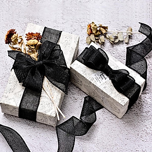 Ribest Burlap Black Wired Ribbon, 2 1/2 inch 10 Yard, Jute Ribbon for Decoration Bows Craft Gift Wrapping Wreath Sewing