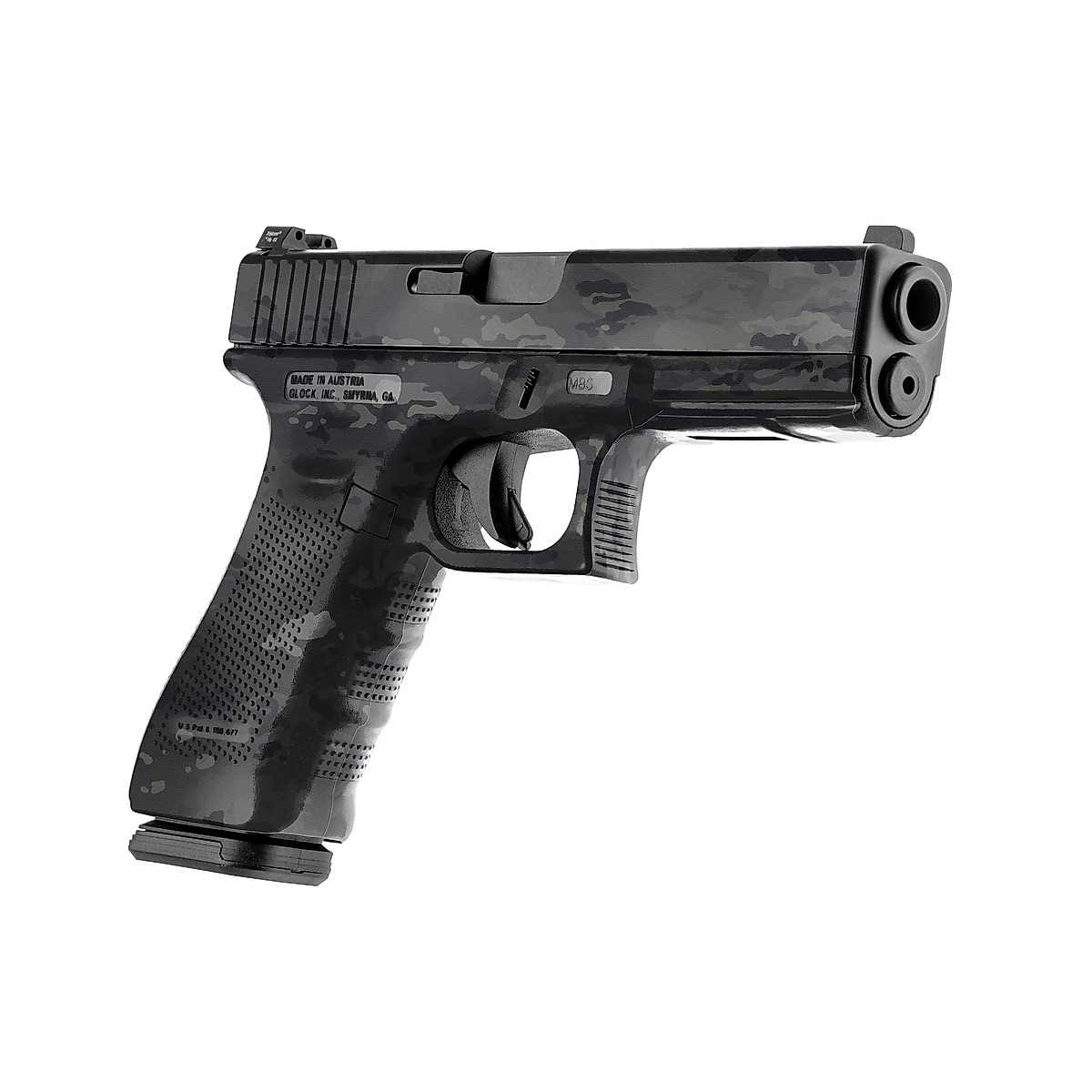GunSkins Precut Pistol Skin for Glock 43 - Compatible with Airsoft AEG BB Gun - Vinyl Gun Wrap - Easy to Install - 100% Waterproof - Matte Finish - Made in USA - GS Military OCP Black