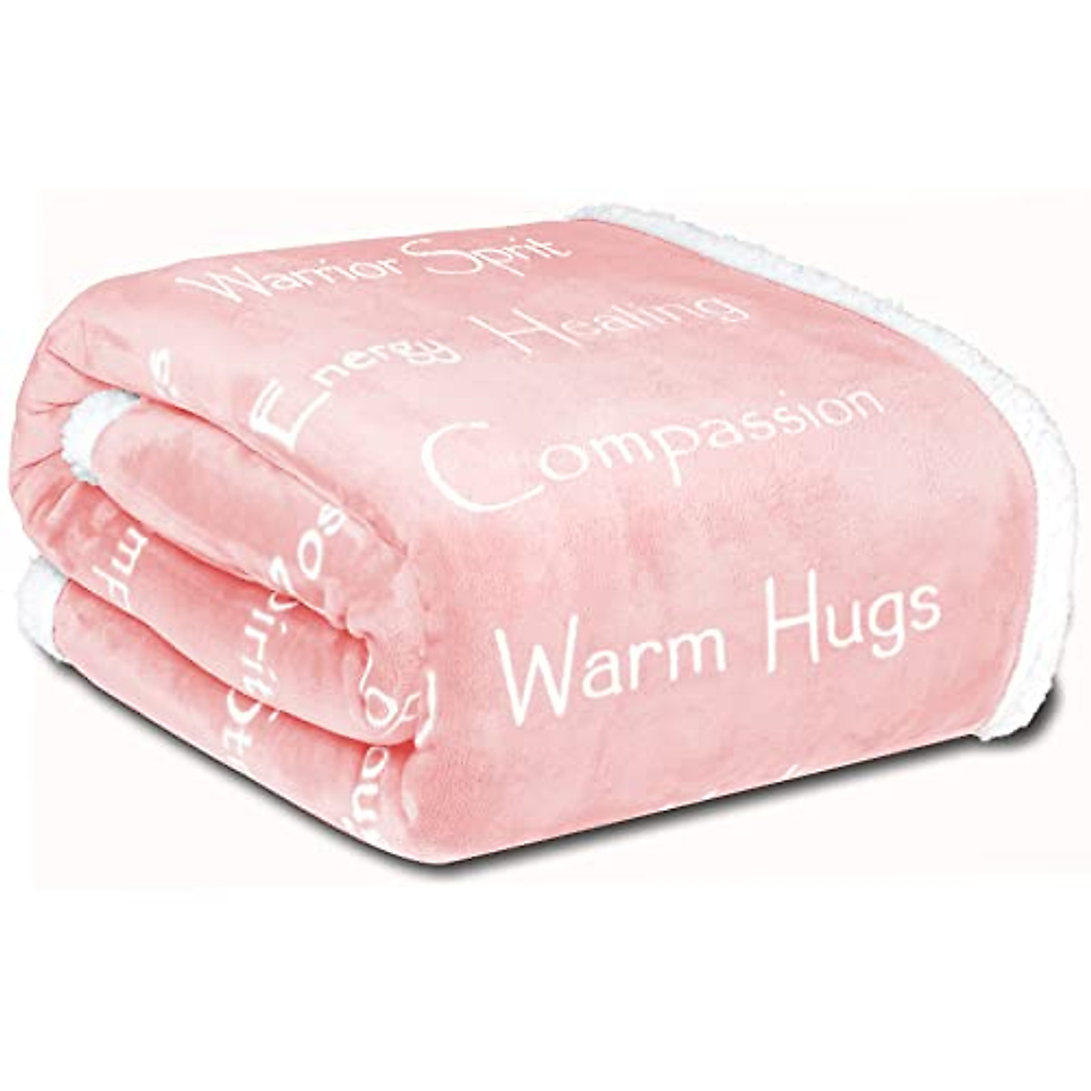 Compassion Blanket - Strength Courage Super Warm Hugs, Get Well Gift Blanket Plush Healing Thoughts Positive Energy Love & Hope, Cancer Support Gift for Women 50 x 65 (Pink, One Size)