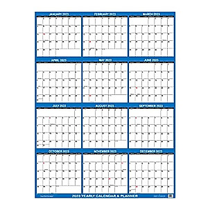 24" x 36" SwiftGlimpse 2023 Paper Folded Wall Calendar Large 12 Month Annual Yearly Wall Planner, Reversible, Horizontal/Vertical, Navy