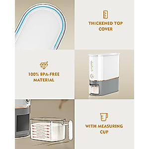 VenDotbi 26.5 Lbs Rice Dispenser, Rice Container with Measuring Cup, Large Capacity Food Storage Container with Lid, Food Dispenser Kitchen Organization for Home Kitchen Pantry Rice Soybean Corn