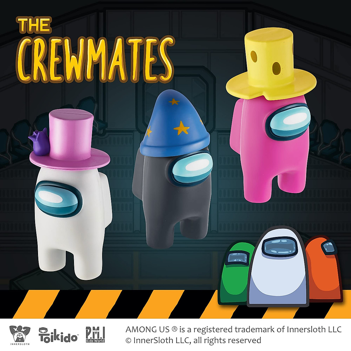 P.M.I. Exclusive Among Us Toys Set | Red Airship & 3 Unique Collectibles | Featuring Pink Crewmate in Muenster Hat | Perfect for Kids & Fans