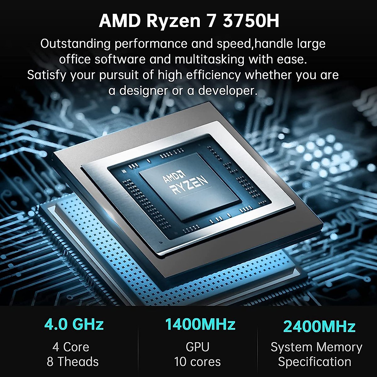 KAMRUI Thin Client Mini PC AMD 4-Core Ryzen 7 3750H Radeon RX Vega 10 Graphics 16GB DDR4 RAM 1TB NVMe SSD WiFi AC BT 4K HDMI DisplayPort USB-C RJ-45 Windows 11 Pro