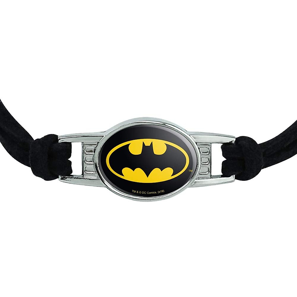 GRAPHICS & MORE Batman Classic Bat Shield Logo Novelty Suede Leather Metal Bracelet