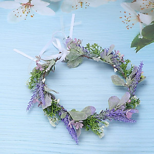 Beaupretty Lavender Flower Crown Headband, Purple Hair Accessory for Women Adults, Perfect for Weddings, Party, Evening, Prom, Birthdays, Celebrations, Honeymoons or Other Special Occasions