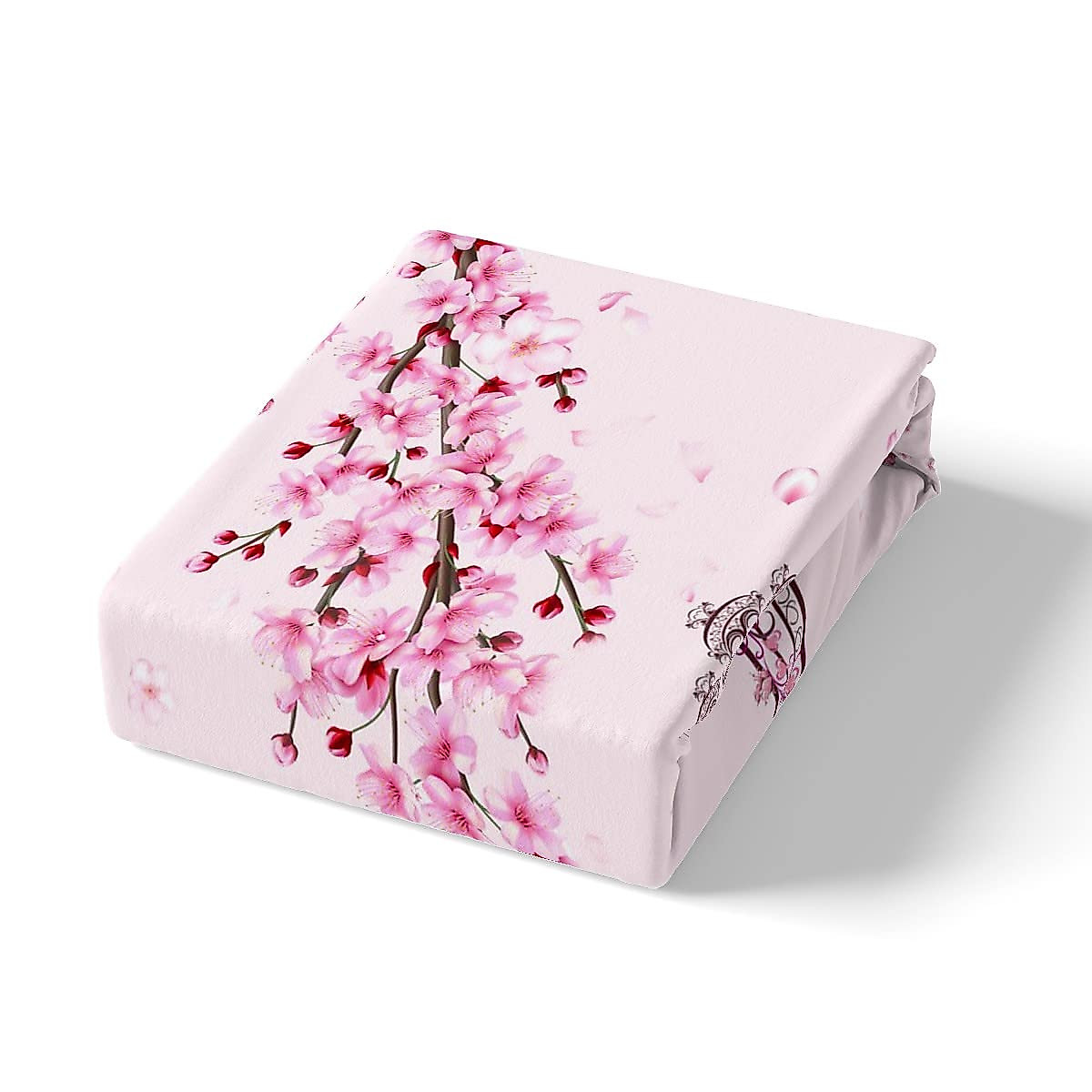 Eiffel Tower Sheet Set Twin,Peach Blossom Pink Bedding Set for Kids Teens Girls Boys,Paris Cityscape Romantic Theme Bed Sheet Set 3pcs with Deep Pocket Fitted Sheet + Flat Sheet + 1 Pillowcase