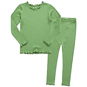 VAENAIT BABY Infant Toddler Girls Modal Pajamas Pjs 2pcs Set Shirring Yellowgreen S