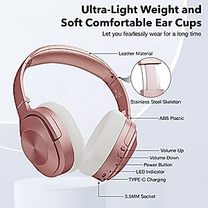 Noise Cancelling Headphones Wireless Bluetooth: Foldable Over Ear Headphones with Microphone 40H Playtime Deep Bass Memory Foam Ear Cups for Laptop,TV,Travel,Work
