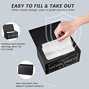 Rustic Dryer Sheet Holder with Lid - Cute Farmhouse Dryer Sheet Dispenser Laundry Room Decor Accessories,Fabric Softener Dispenser Dryer Sheet Container for Laundry Organization Storage,Black-N