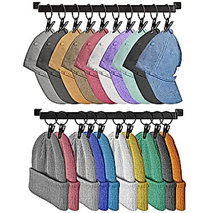 yeavs Hat Rack for Wall Baseball Cap Set of 2, Metal Hat Hanger with Hooks, Wall Mount Cowboy Hat Storage Display Sock Scarf Organizer for Door Closet Entryway Bedroom