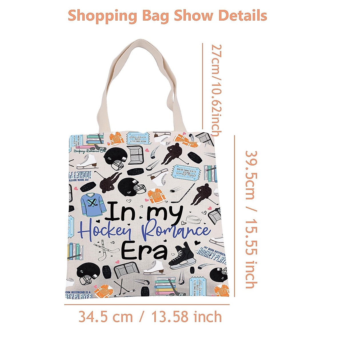 Lywjyb Birdgot In My Hockey Romance Era Tote Bag Hockey Romance Book Club Hockey Player Gift Romance Reader Gift (Hockey Era Tote)
