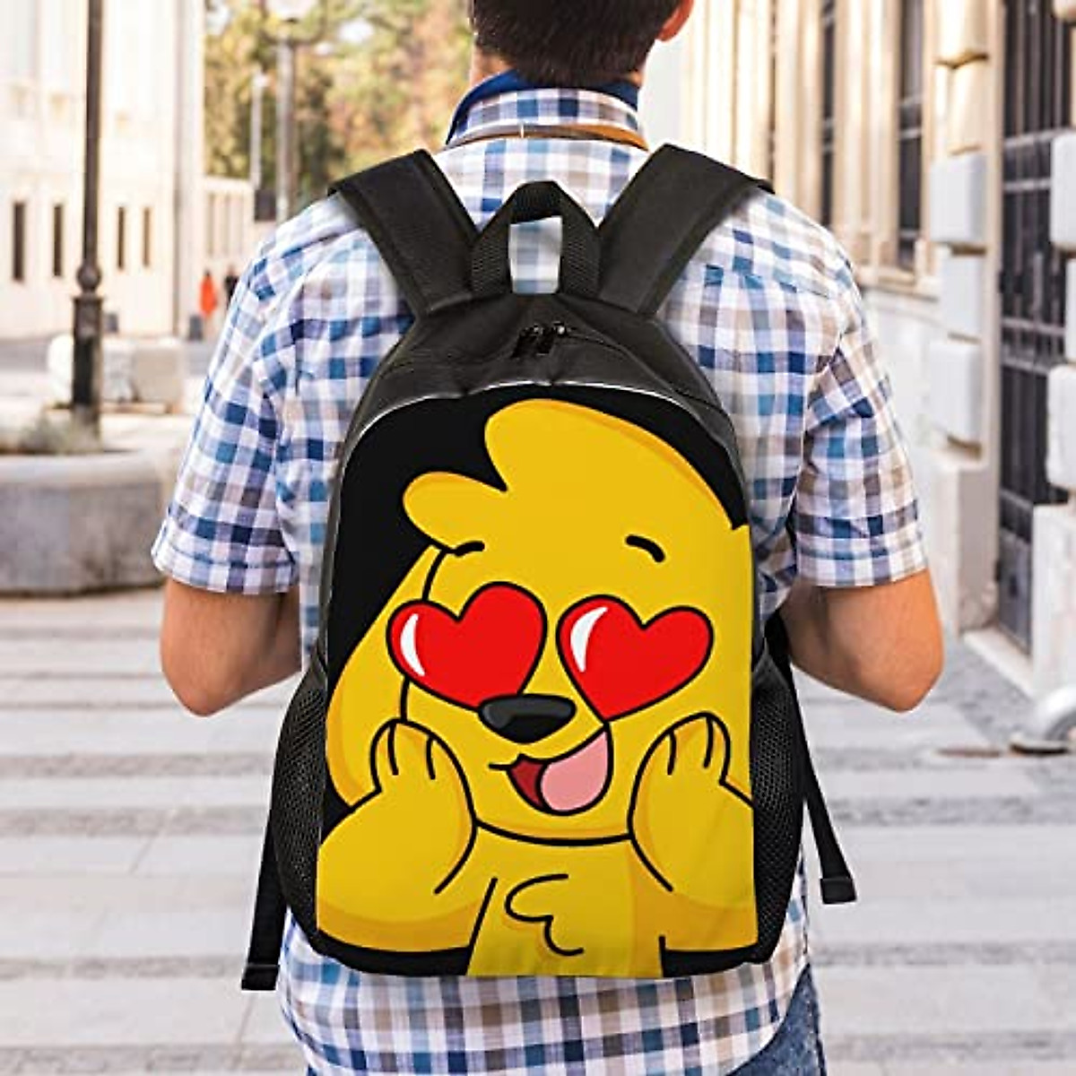 Hei Bai.JZQ Outdoor Durable Multifunction Casual Canvas Bag Cartoon Backpack Daypack Bookbag