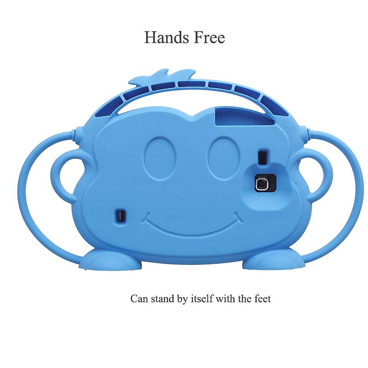 Kids Case for Samsung Galaxy Tab A/3/3 Lite/4 7.0 inch Tablet - CHINFAI [Double-Faced Monkey Series] Shock Proof Silicone Handle Stand Protective Cover for Samsung 7" Tablet (Blue)