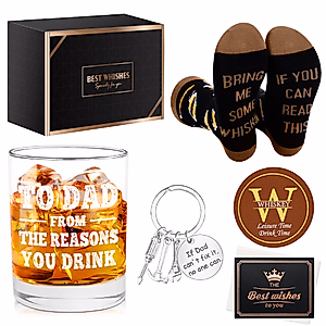 Dad Gifts from Daughter, Son, Kids, Wife - Unique Birthday Father’S Day Gift for Dad, Father, Papa, Stepdad, Hushand, Cool Present Ideas for Family Dad, To Dad From the reason Whiskey Glass Gift Set
