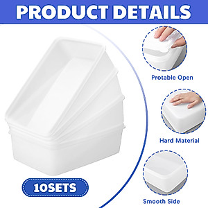 Suzile 10 Pcs Plastic Tub with Lids 14.17 x 9.45 x 4.33 Inch Commercial Tote Box Deep Restaurant Containers with Lids Fish Food Service Bus Tubs for Meat Storage Washing Dishes Art Supplies Toy(White)