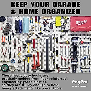 PegPro J , 1" & 2" Hook Kit by Greenleaf Industries - Secure Plastic Hooks for Your Wall Organizer - for Craft Storage, Garage, Kitchen, Tools and More (Multipack - J, 1", 2" - 50 Count, Black)