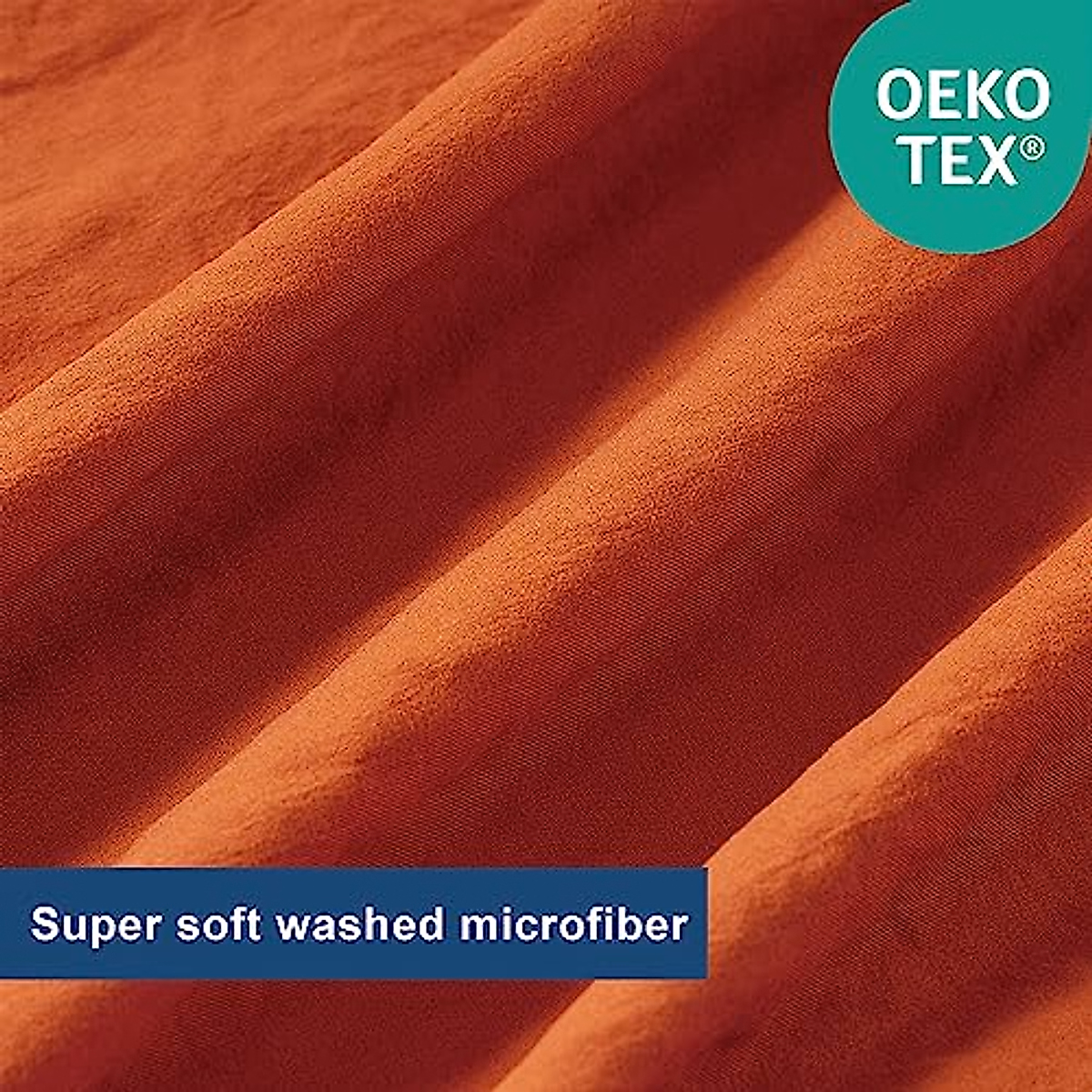 Anluoer Duvet Cover Queen Size,Burnt Orange Duvet Cover Set with Buttons Closure, Ultra Soft Washed Microfiber Bedding Comforter Cover with 2 Pillowcases for All Season(90x90 inches, 3 Pieces)