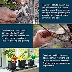 BaiCarre 102pcs Garden Tool Set,Grafting Knife is with 2-Blades Design (Curved and Straight) for Pruning,100 Pcs Plastic Plant Labels,2PCS Grafting Tape